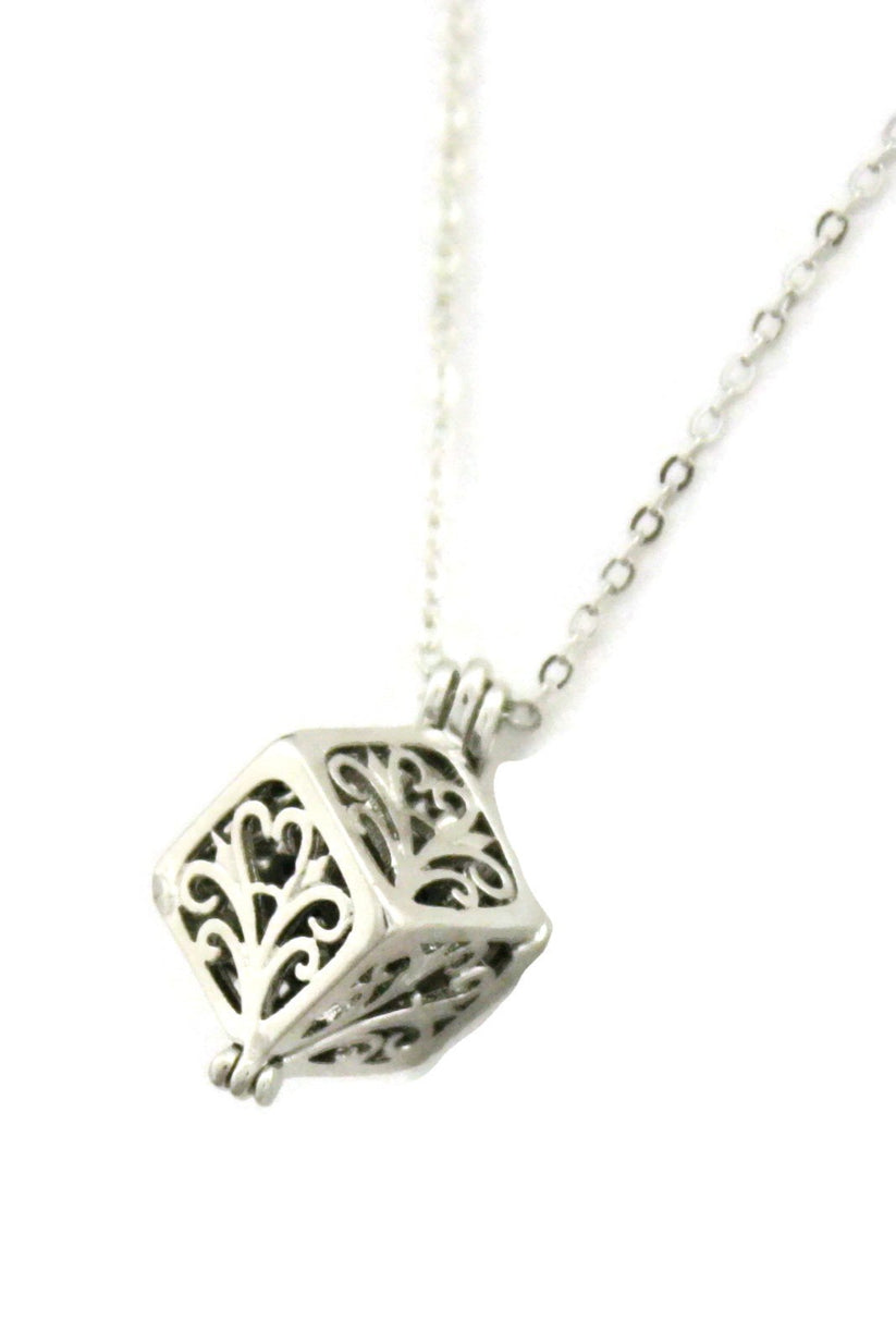 Essential Oil Diffuser Necklace- Silver Prayer Box- Destination Oils